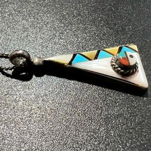 Jewelry | Vintage Zuni Sun Face Zig Zag Triangle Inlay Pendant Native ...